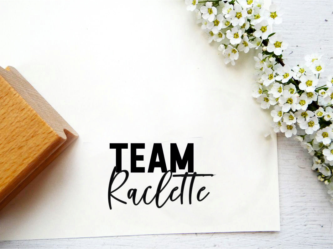 Stempeltext"Team Raclette" – Schlüssel&Wort